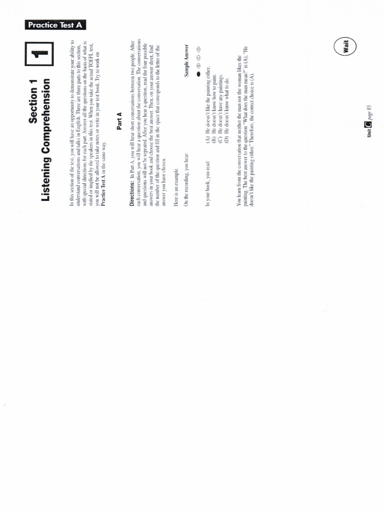 Toefl ETS Listening Practice Test A | PDF