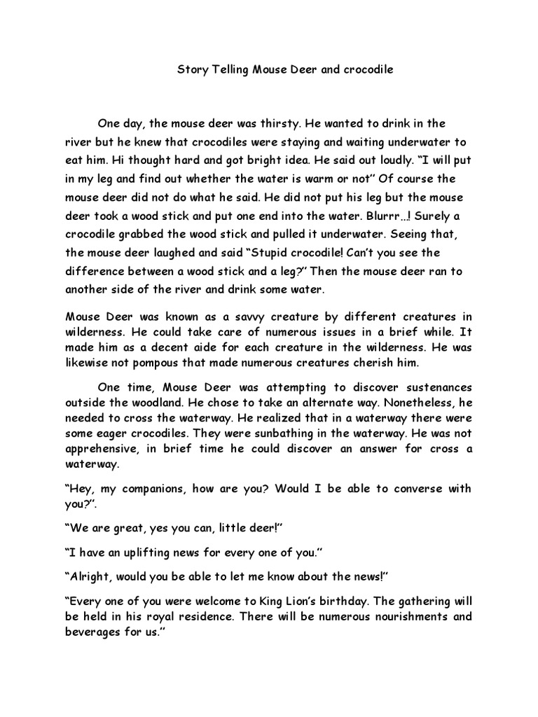 Story Telling Mouse Deer and Crocodile | PDF