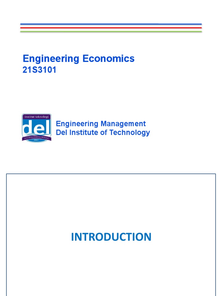 Lecture 1 Engineering Economics Introduction Engineering Cost Pdf Marginal Cost Economics