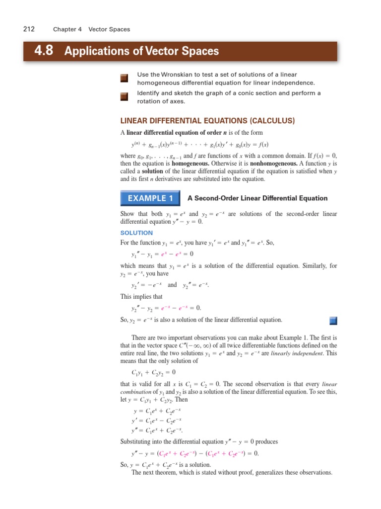 Testing Linear Independence of Differential Equation Solutions | PDF ...