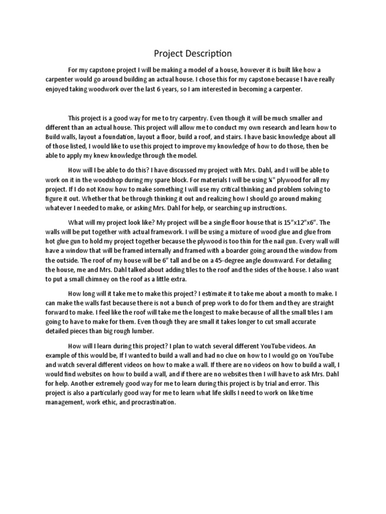 Good Project Description | PDF | Carpentry | Learning