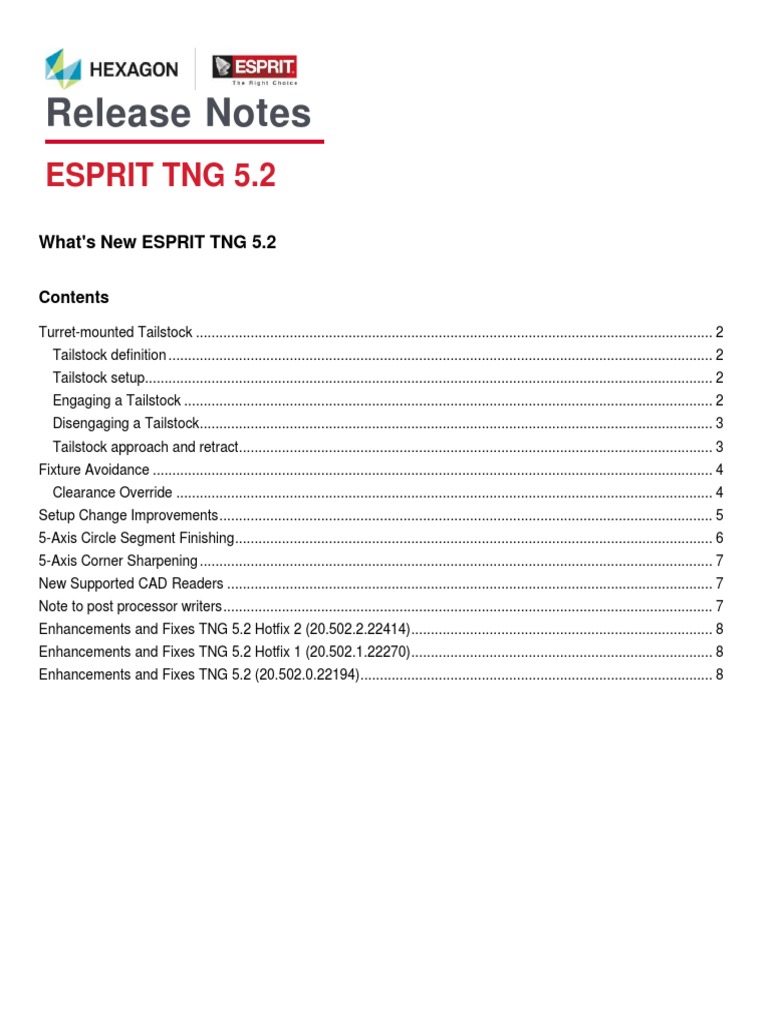TNG Release Notes 502 | PDF | Machine Tool | Mechanical Engineering
