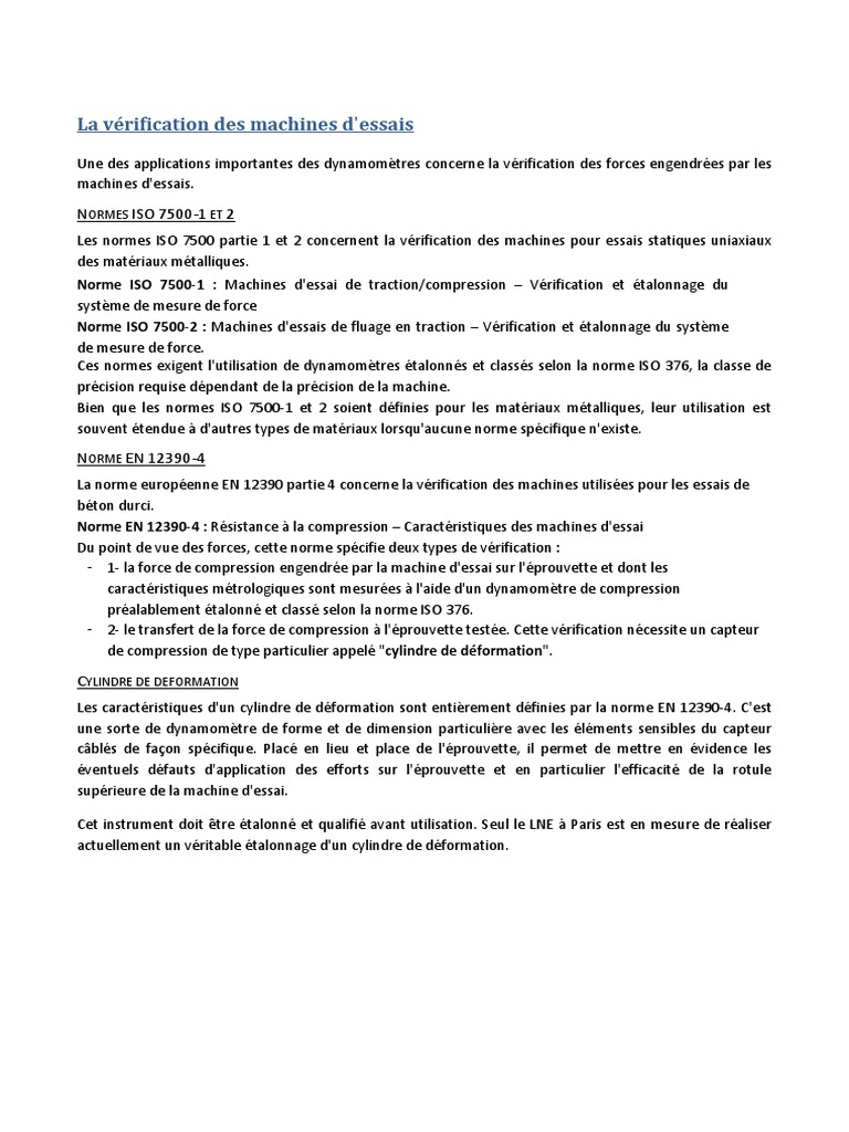 Vérification des machines d'essai ISO 7500 | PDF