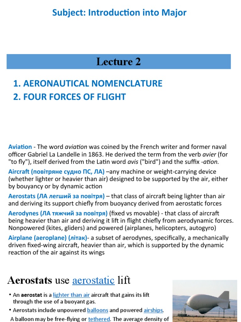 Lecture 2 AERONAUTICAL NOMENCLATURE | PDF | Aircraft | Lift (Force)