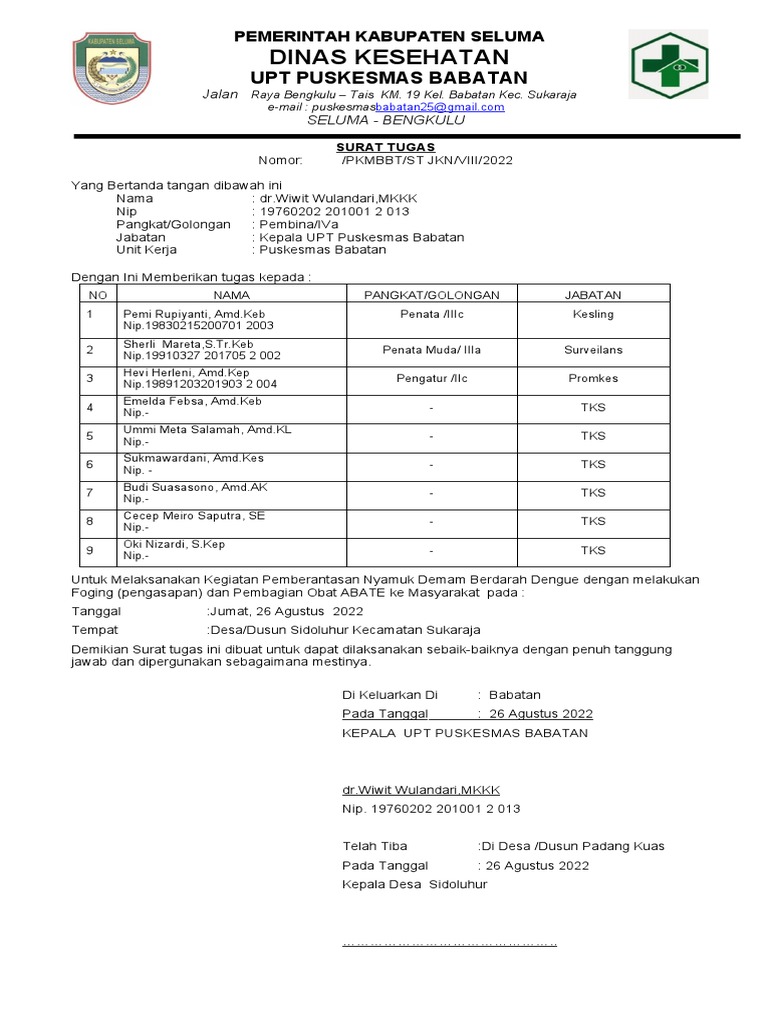 Surat Tugas DBD | PDF