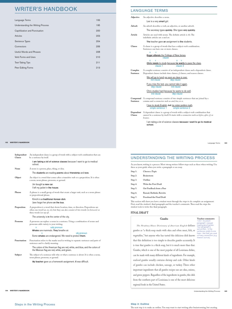 GW SB2 Writer's Handbook 2 | PDF | Clause | Sentence (Linguistics)