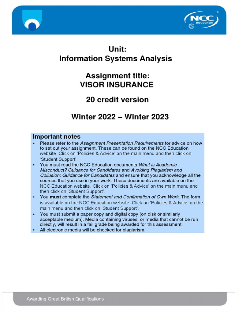 ISYSA Assignment QP Winter 2022 Winter 2023 20 Credit Paper FINAL | PDF | Swot Analysis | Insurance
