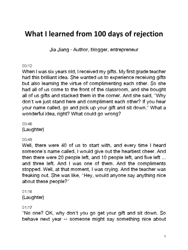 Lessons from 100 Days of Rejection | PDF