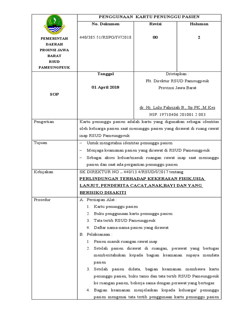 Sop Penunggu Pasien | PDF | Pengembangan Diri | Sains & Matematika