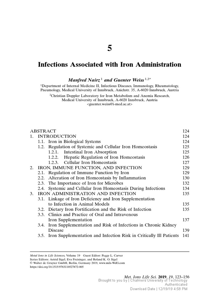 5 Infections Associated With Iron Administration 2019 | PDF | Immune ...