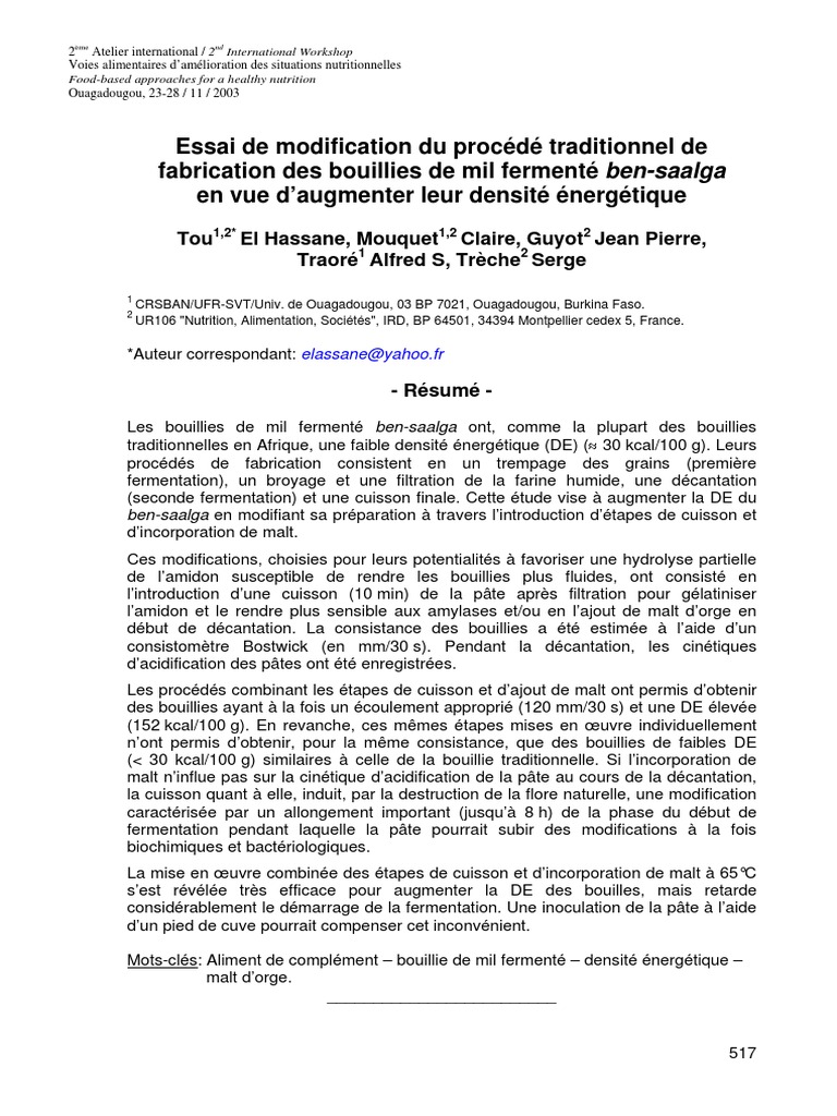 Amélioration de la densité énergétique du mil | PDF | Sucre | Régime et ...