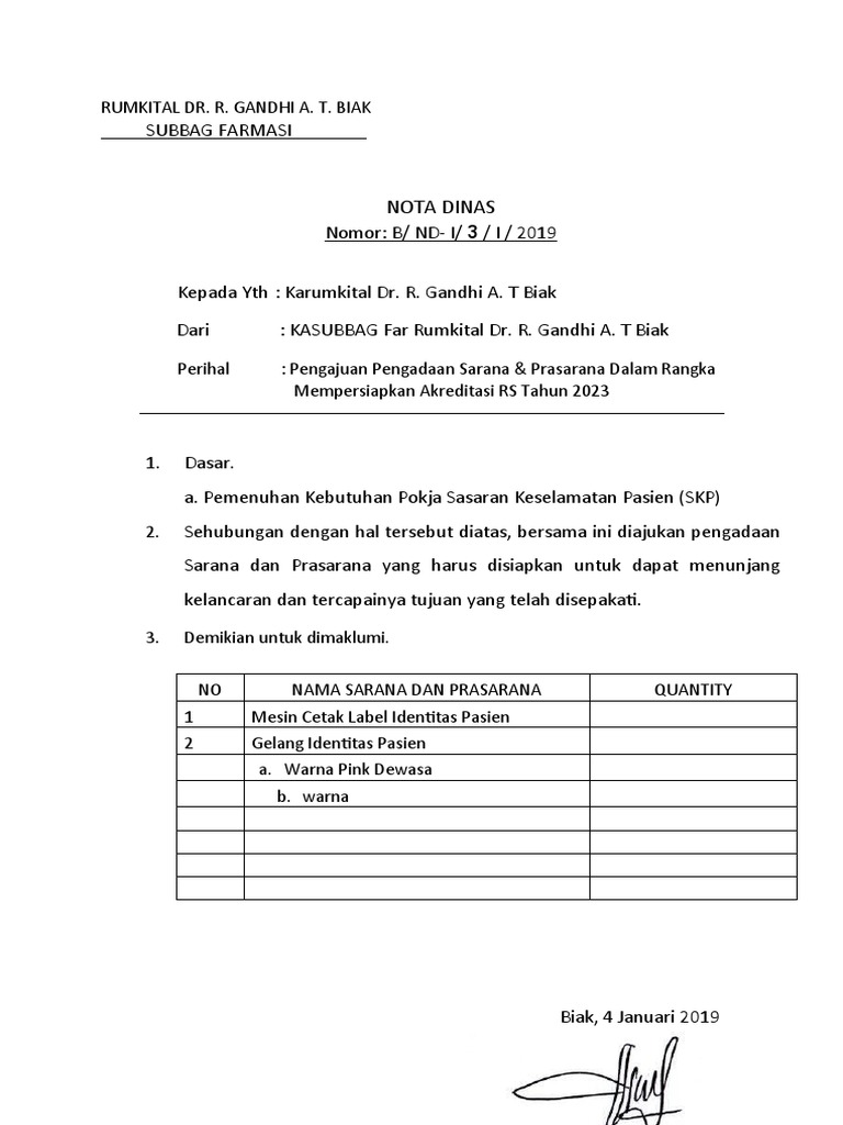 Contoh Nota Dinas | PDF