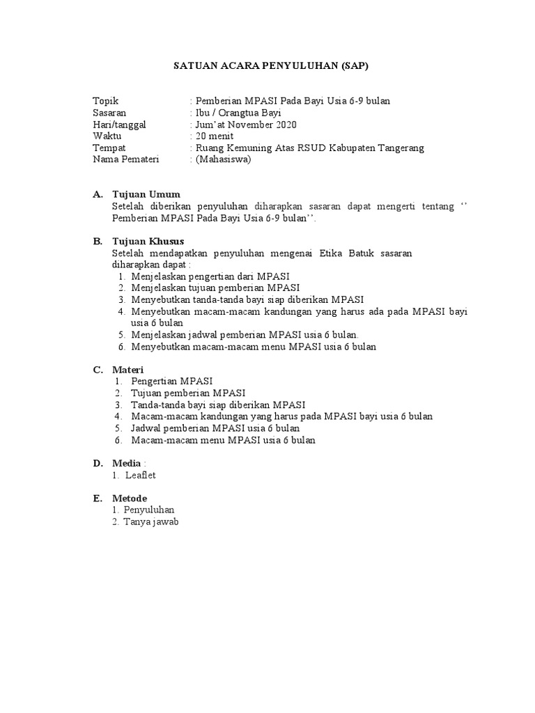 Contoh SAP & LEAFLET Tugas Komunitas | PDF | Pengembangan Diri