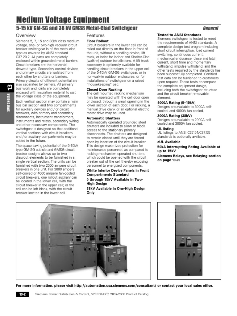 Medium Voltage Equipment: 5-15 KV GM-SG and 38 KV GM38 Metal-Clad ...