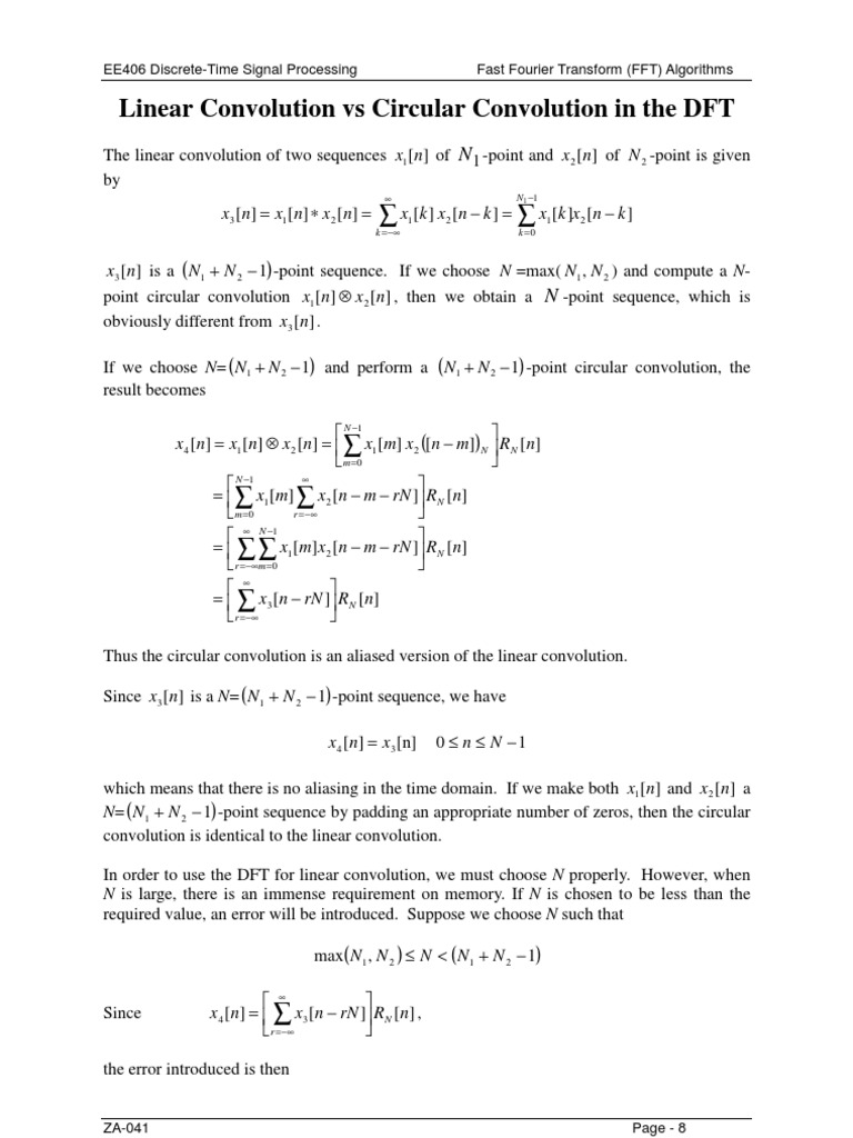 Linear Convolution Vs Circular Convolution in The DFT | PDF ...