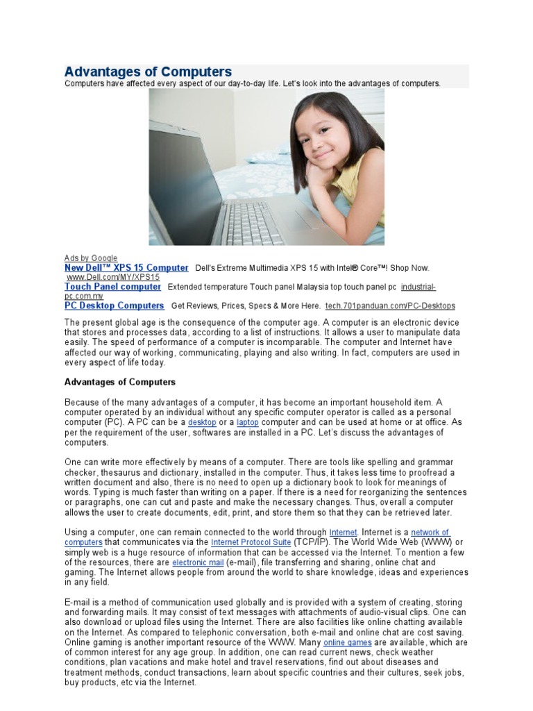 Advantages of Computers | PDF | Internet | Personal Computers