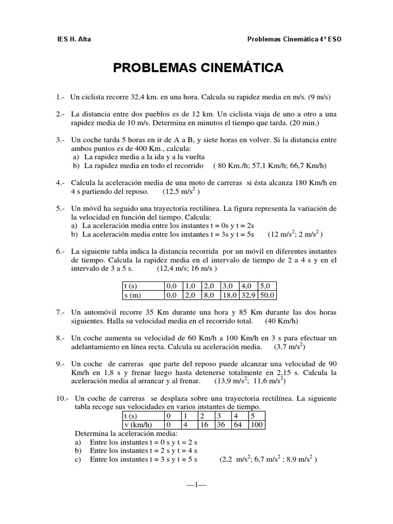 Problemas Cinematica 7 | PDF | Velocidad | Aceleración