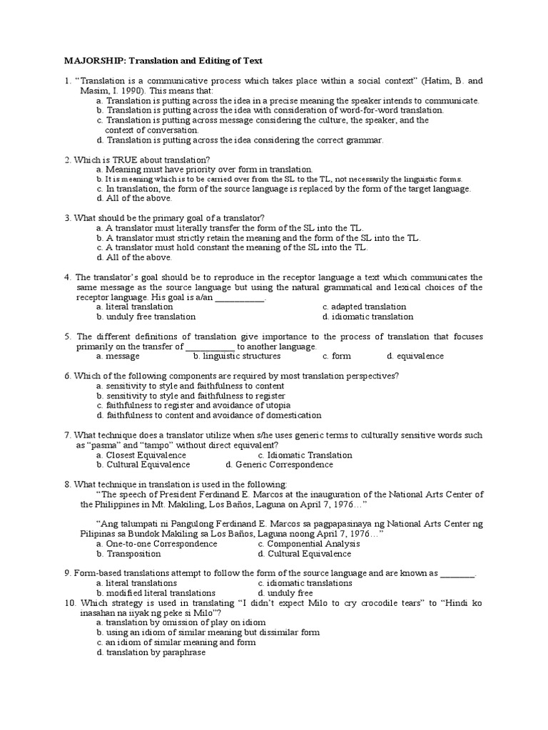 Translation and Editing of Text | PDF | Translations | Linguistics