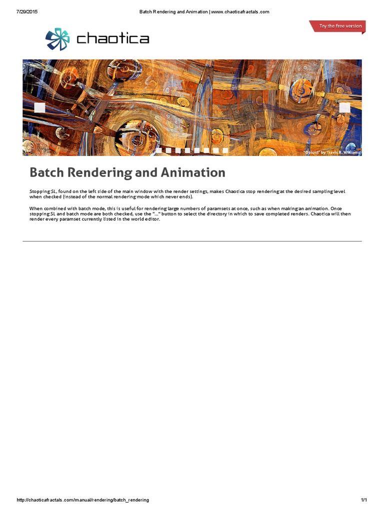 Batch Rendering for Animation in Chaotica | PDF