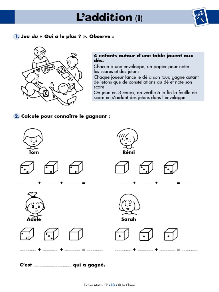 7 Fiches Maths CP | PDF