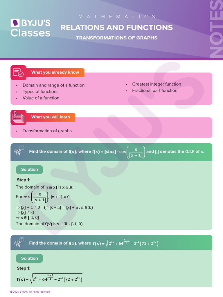 Transformations of Graph | PDF | Function (Mathematics) | Logarithm