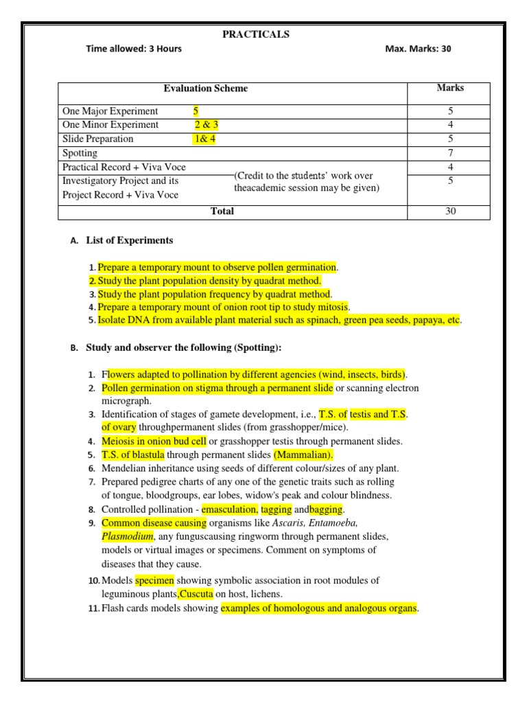 12 Bio Practicals PDF | PDF | Pollination | Genetics