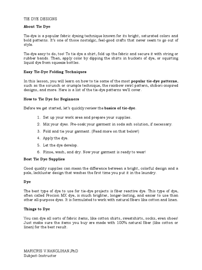 Tie Dye Design | PDF | Dyeing | Dye