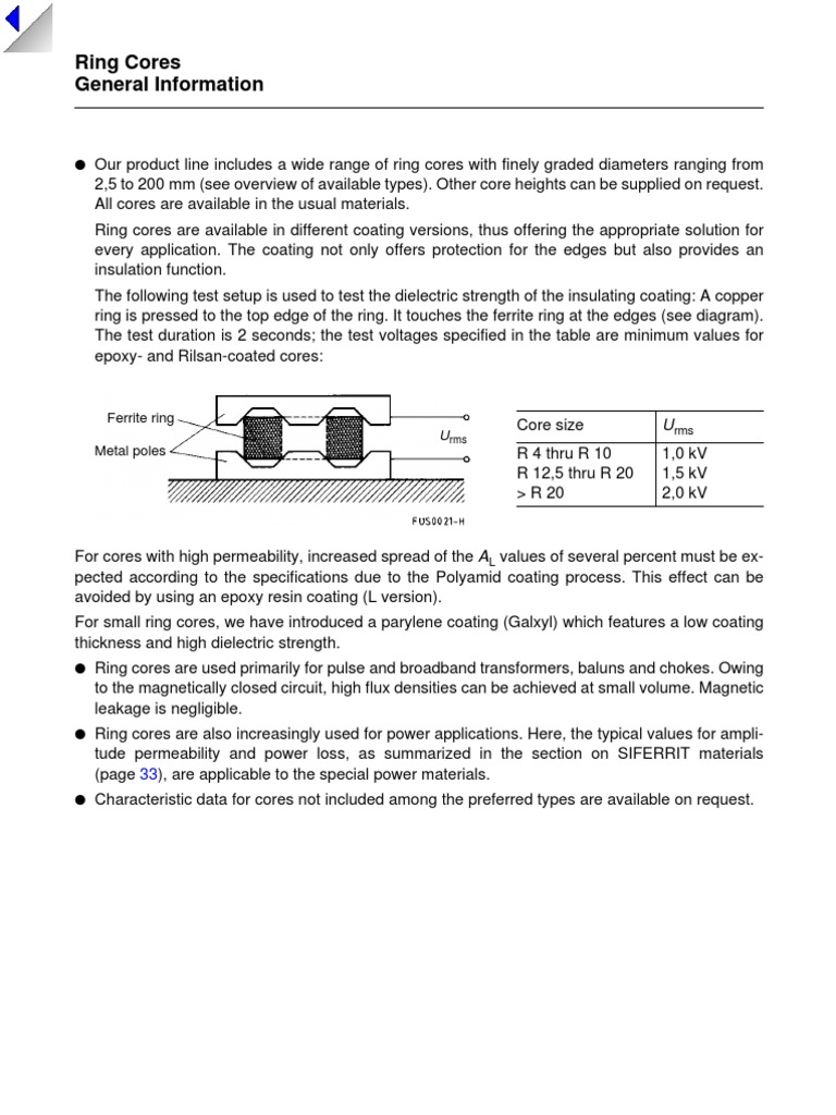 Ferrite Core Specifications Overview | PDF | Electrical Impedance ...