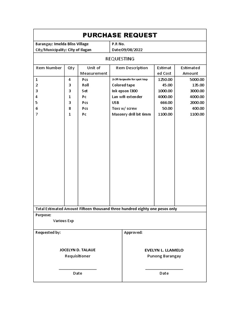 Purchase Request Approval | PDF
