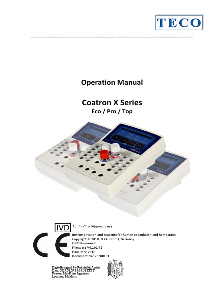 Opm CMX 1.01.42 en Rev1.semnat - 2 | PDF | Coagulation | Blood Plasma