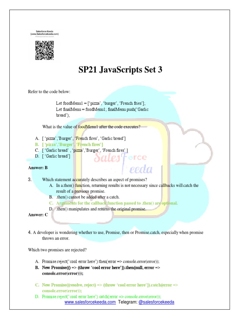 Sp21 Javascripts Set 3: B. ( Pizza','Burger', French Fires') | PDF | Scope (Computer Science ...