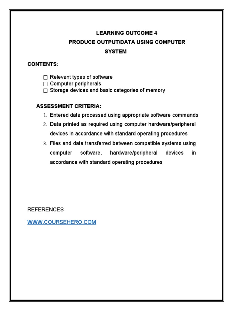 Information Sheet 4.1docx | PDF | Printer (Computing) | Computer Monitor