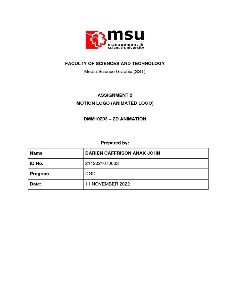 Assignment 2 2D Animation | PDF