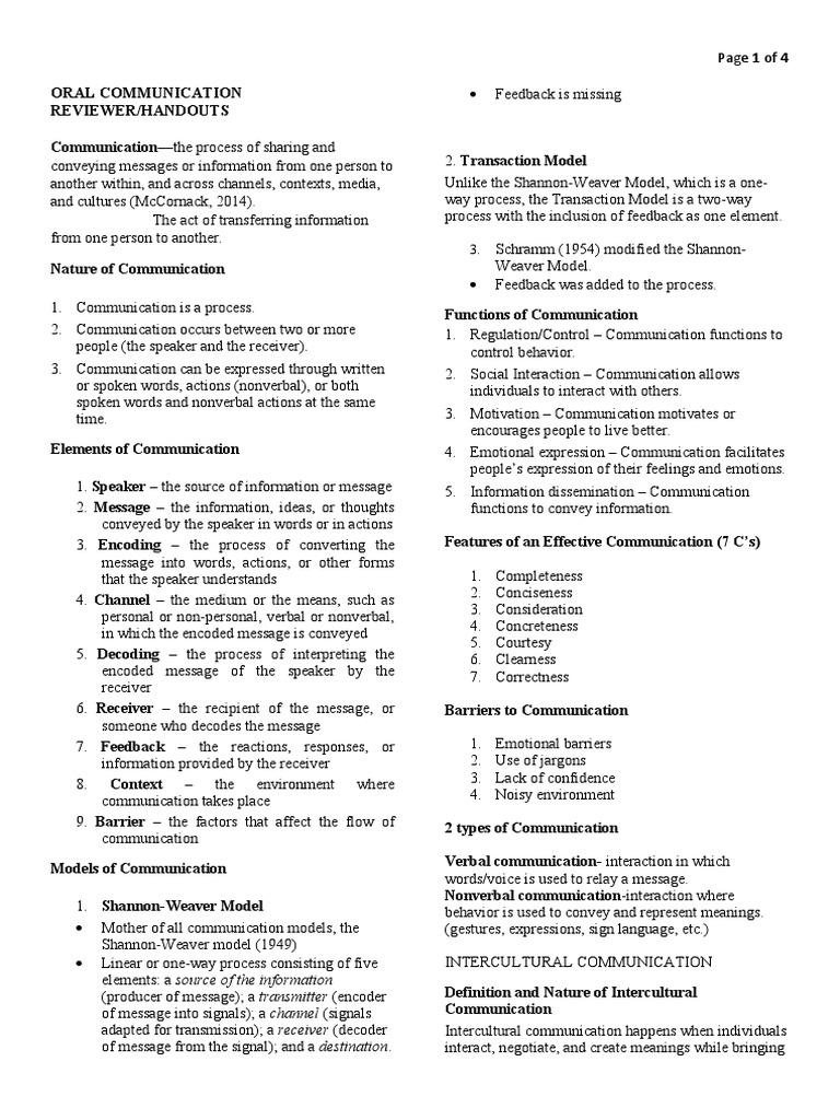 Hand Out For Midterm Exam in Oral Comm | PDF | Communication | Nonverbal Communication