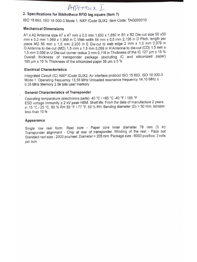 Ardhi-Rfid Tags-Specification | PDF