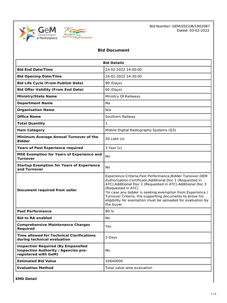 GeM Bidding 3096211 | Download Free PDF | Procurement | Prices