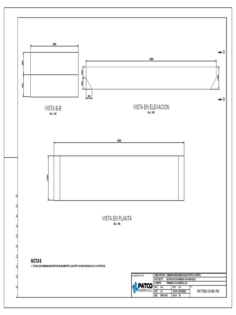 PNT7503-CR-001-R0 Dimensiones Generales Pontón Lateral | PDF