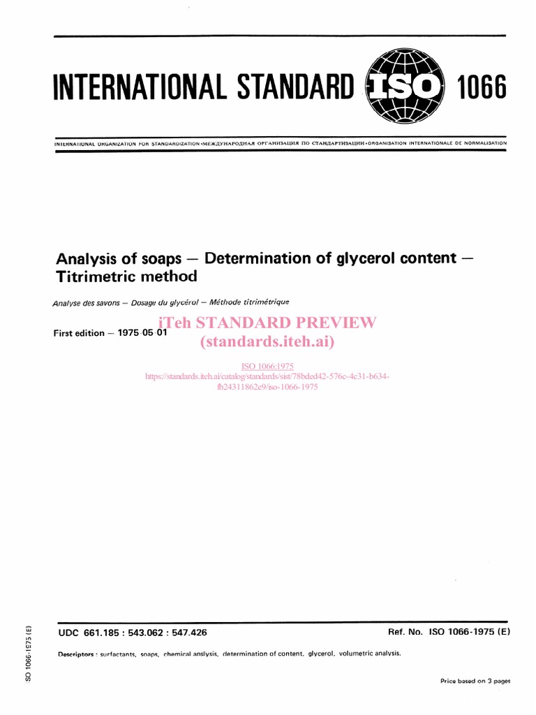 Analysis of Soaps - Determination of Glycerol Content | PDF | Ph | International Organization ...