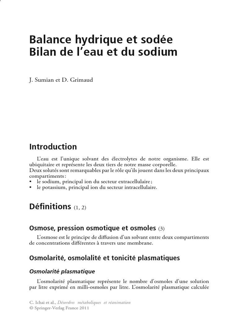 Balance Hydrique Et Sodée | PDF | Déshydratation (médecine) | Rein