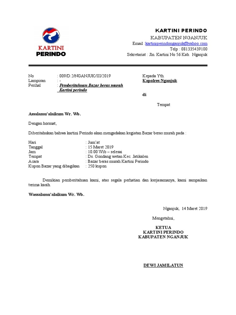 KARTINI PERINDO Pemberitahuan | PDF