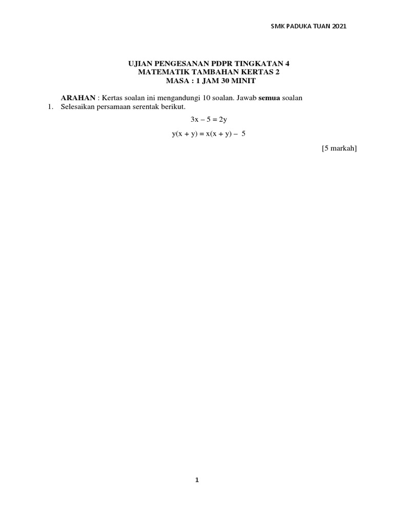 Kertas 2 Ujian Pengesanan PDPR MT Ting 4 | PDF