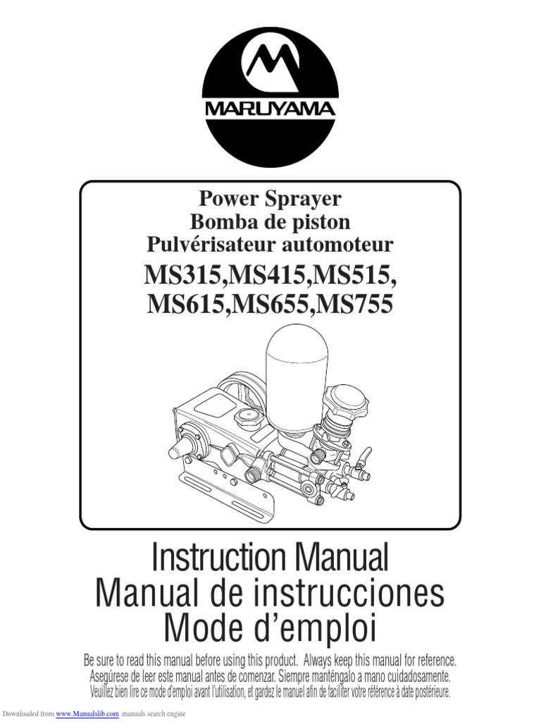 Instruction Manual for MARUYAMA Power Sprayer MS315, MS415, MS515, MS615, MS655, MS755 | PDF ...