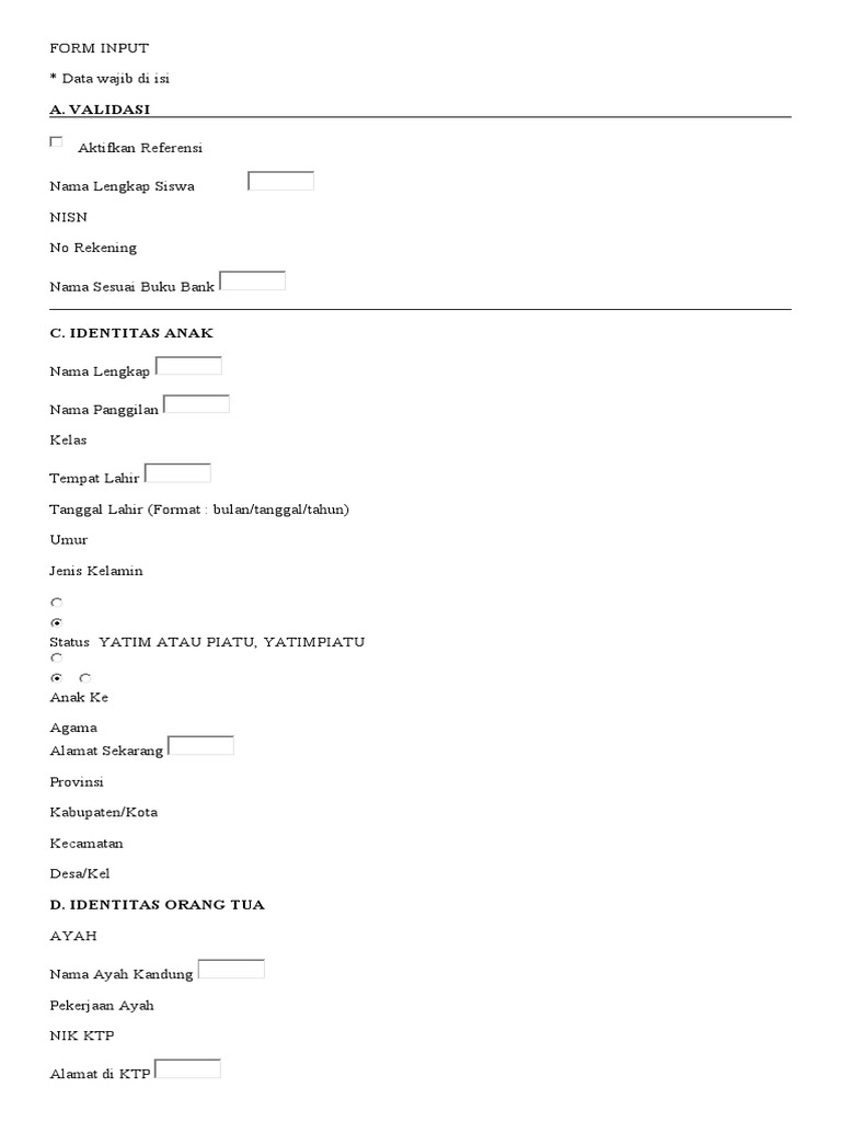 Form Input Sibay | PDF
