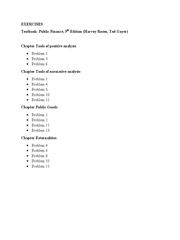 Exercise Chapters 1-5 No Solution | PDF | Externality | Taxes