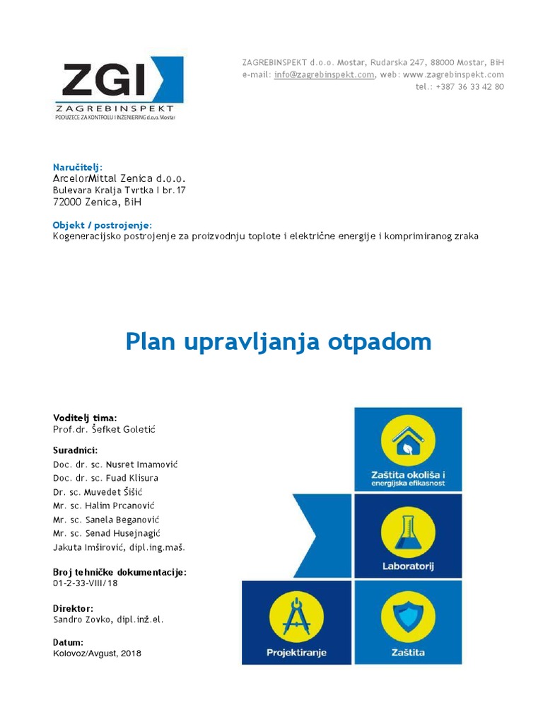 Plan Upravljanja Otpadom - Toplana Zenica | PDF