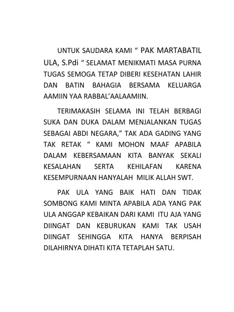 Ucapan Pensiun | PDF | Gaya Hidup