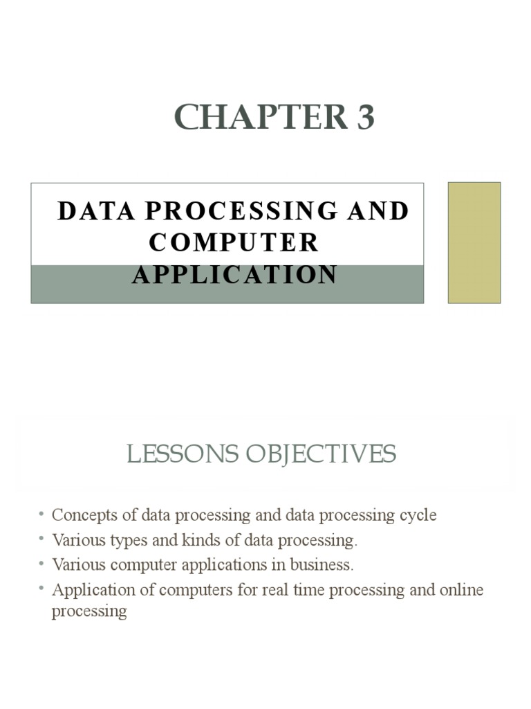 Chapter 3 DATA Processing and Computer Application | PDF | Data ...