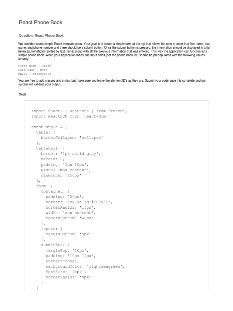Simple React Phone Book App | PDF | Computing | Computer Science