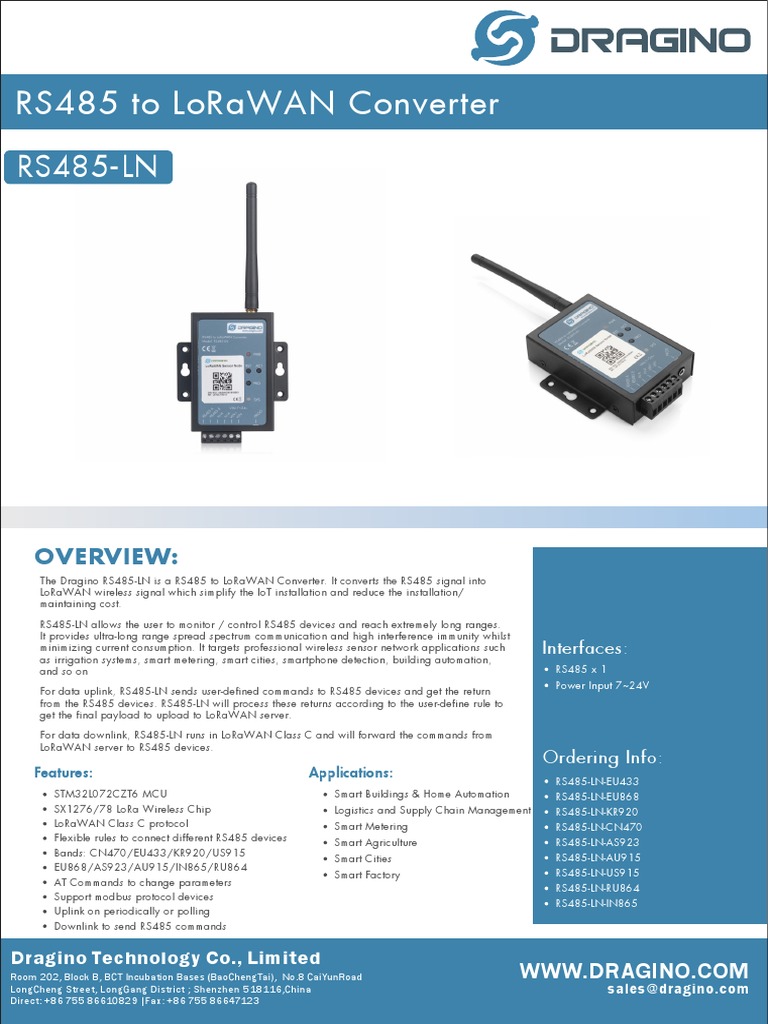 Datasheet RS485-LN | PDF | Telecommunications | Computing