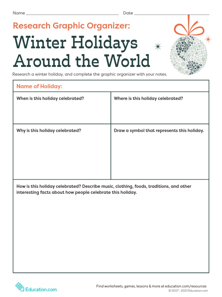 Holidays Around The World Research Graphic Organizer | PDF